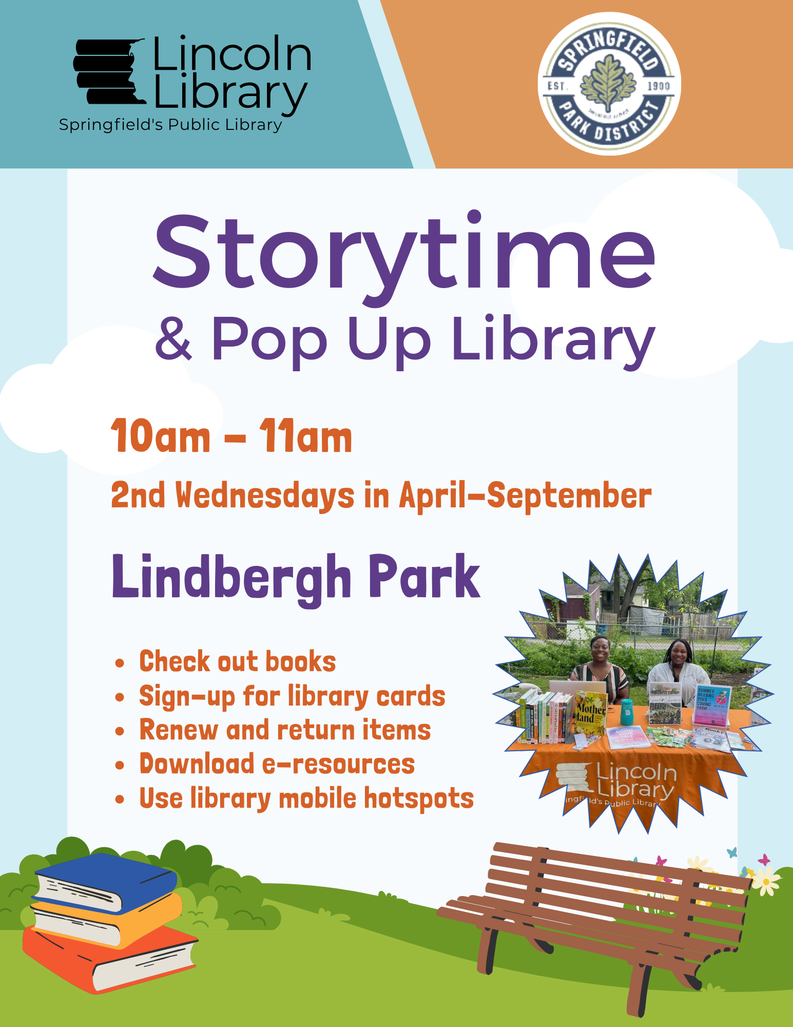 Storytime & Pop-Up Library in the Park | Lincoln Library